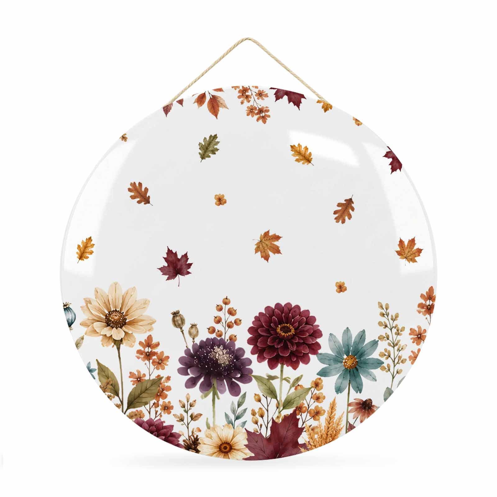 Autumn Season Welcome Sign for Front Door 12 in Purple Red Blue Floral ...