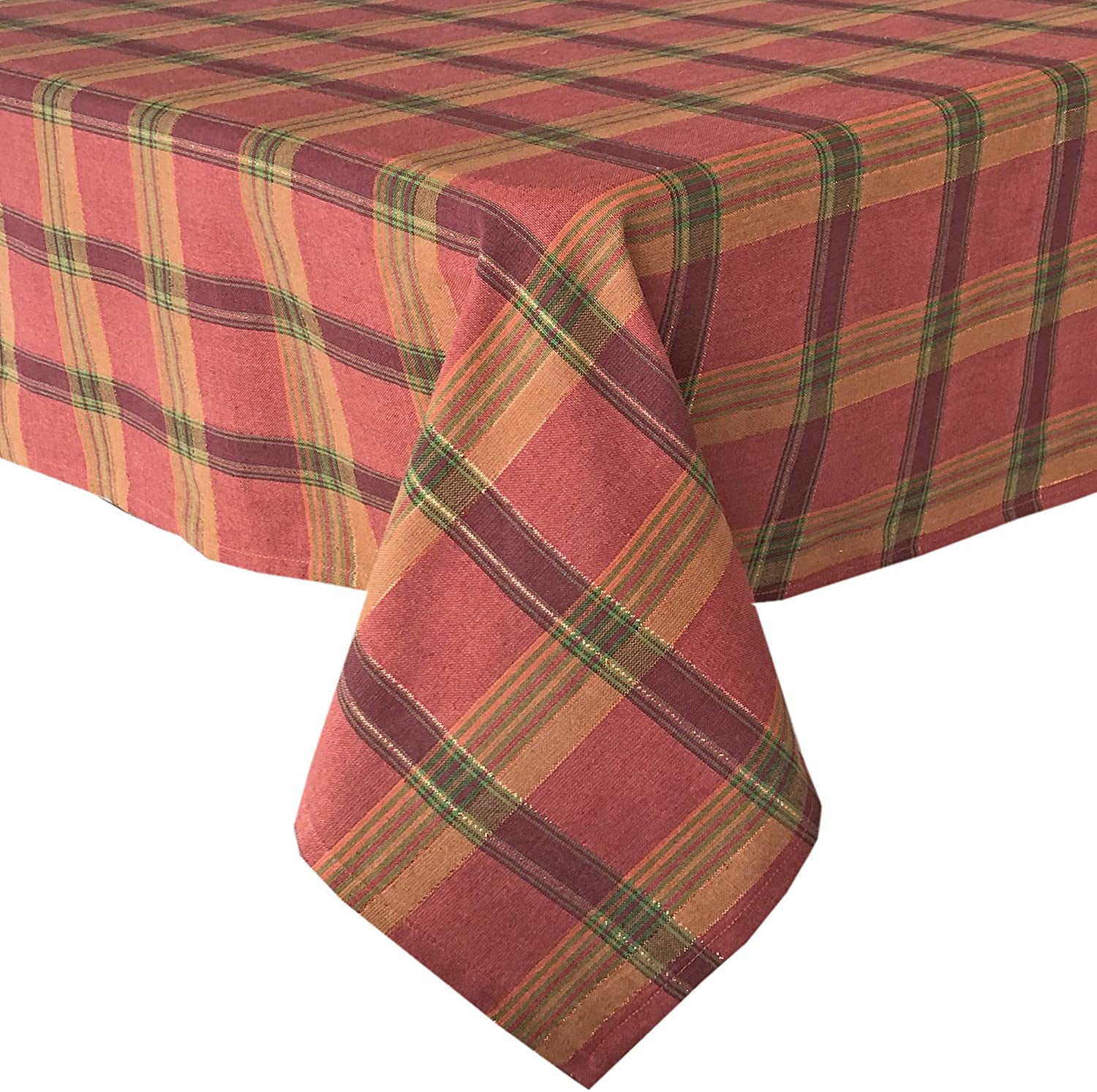 Autumn Shimmer Plaid Fall and Thanksgiving Fabric Tablecloth ...