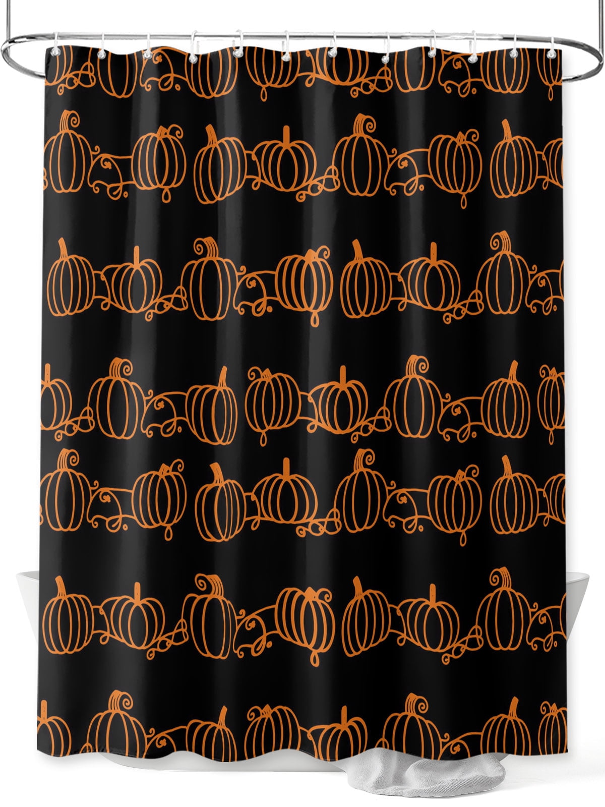 Autumn Shower Curtain 36"W x 78"L Retro Pumpkin Lines Fabric Shower ...