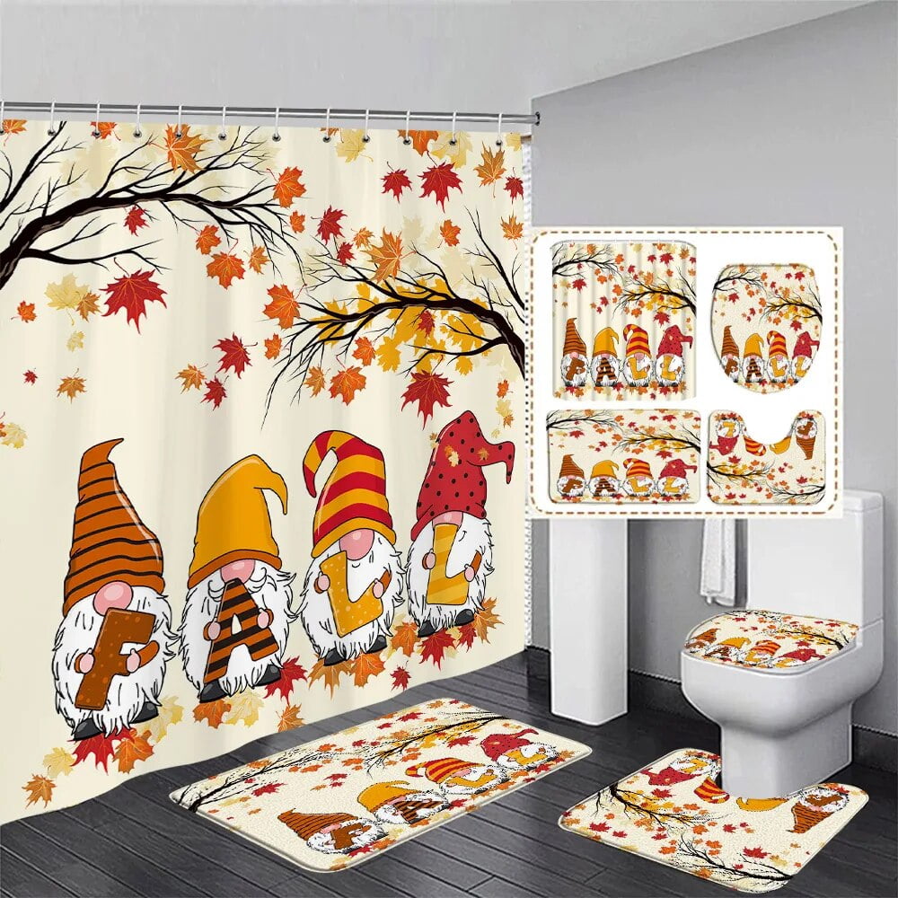 Autumn Shower Curtain Set Farm Maple Tree Pumpkin Sunflower ...