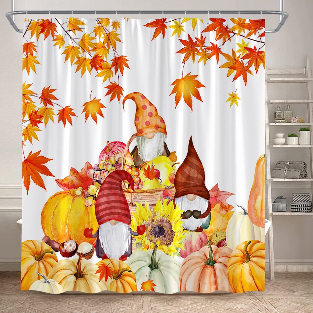Autumn Shower Curtain Set Farm Maple Tree Pumpkin Sunflower ...