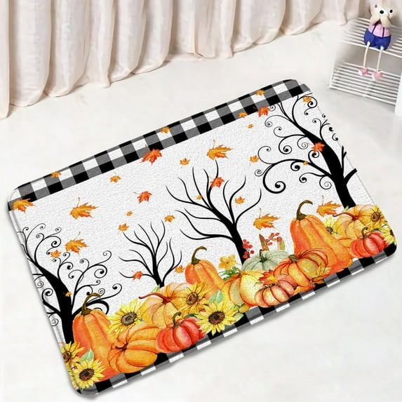 Autumn Shower Curtain Set Maple Leaves Pumpkin Sunflower Black White ...