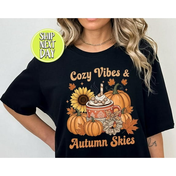 Autumn Skies Hot Chocolate Mug Tshirt: Pumpkin Season Shirts, Cute ...