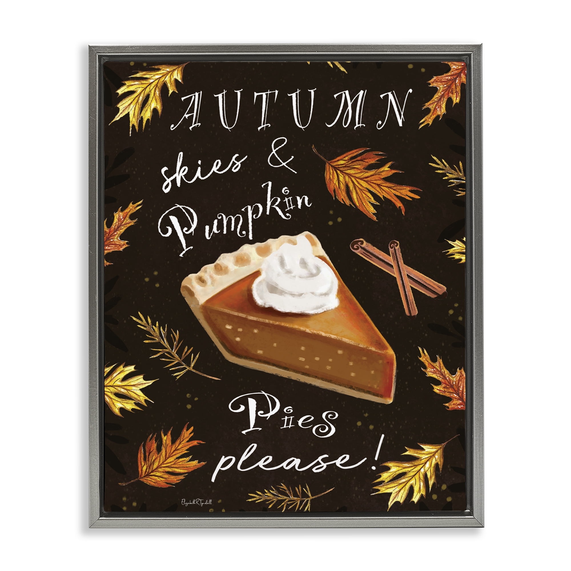 Stupell Industries Autumn Skies & Pumpkin Pies Gray Framed Floater ...