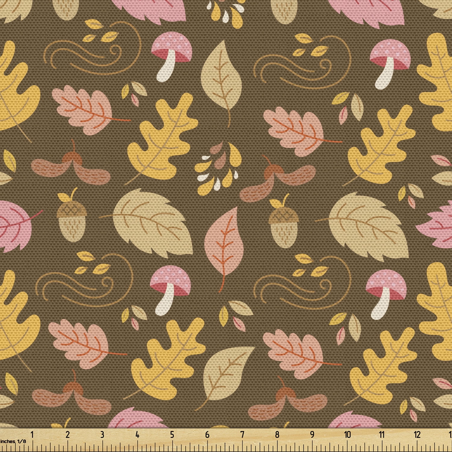 Ambesonne Autumn Fabric by the Yard Upholstery, Fall down Oak Acorn ...