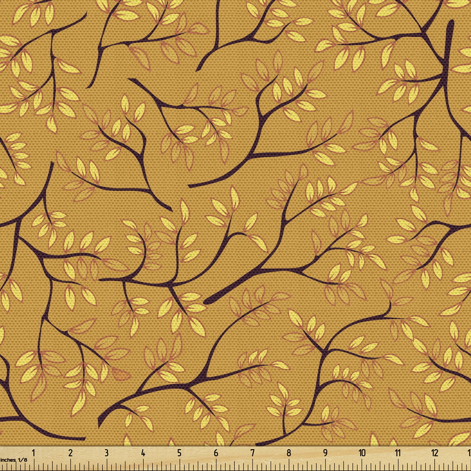 Ambesonne Autumn Fabric by the Yard Upholstery, Fall Tree Branches ...