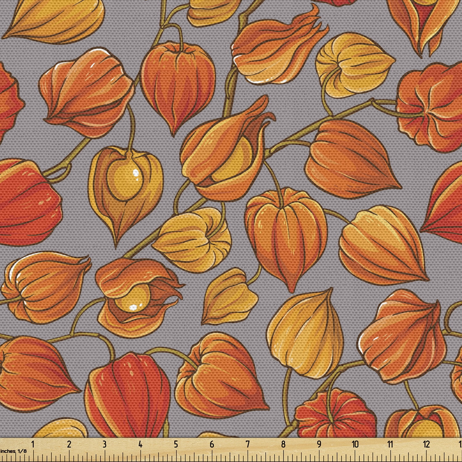 Ambesonne Autumn Fabric by the Yard Upholstery, Golden Shade Berry Theme, 1 Yard, Taupe Grey and ...
