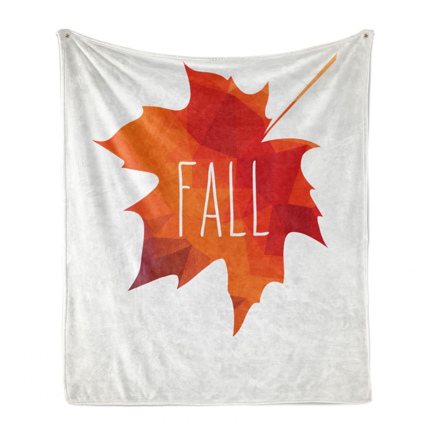 Autumn Soft Flannel Fleece Throw Blanket, Low Poly Maple Leaf Design in ...