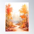 Autumn Splendor A Forest Watercolor Style Poster Wall Art Modern Wall ...