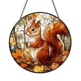 Autumn Squirrel Stained Glass Style Suncatcher – Window Hanging ...