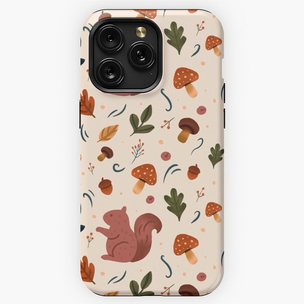 Autumn Squirrels Cozy Pattern Design iPhone Case 17 to 11 Pro Max ...