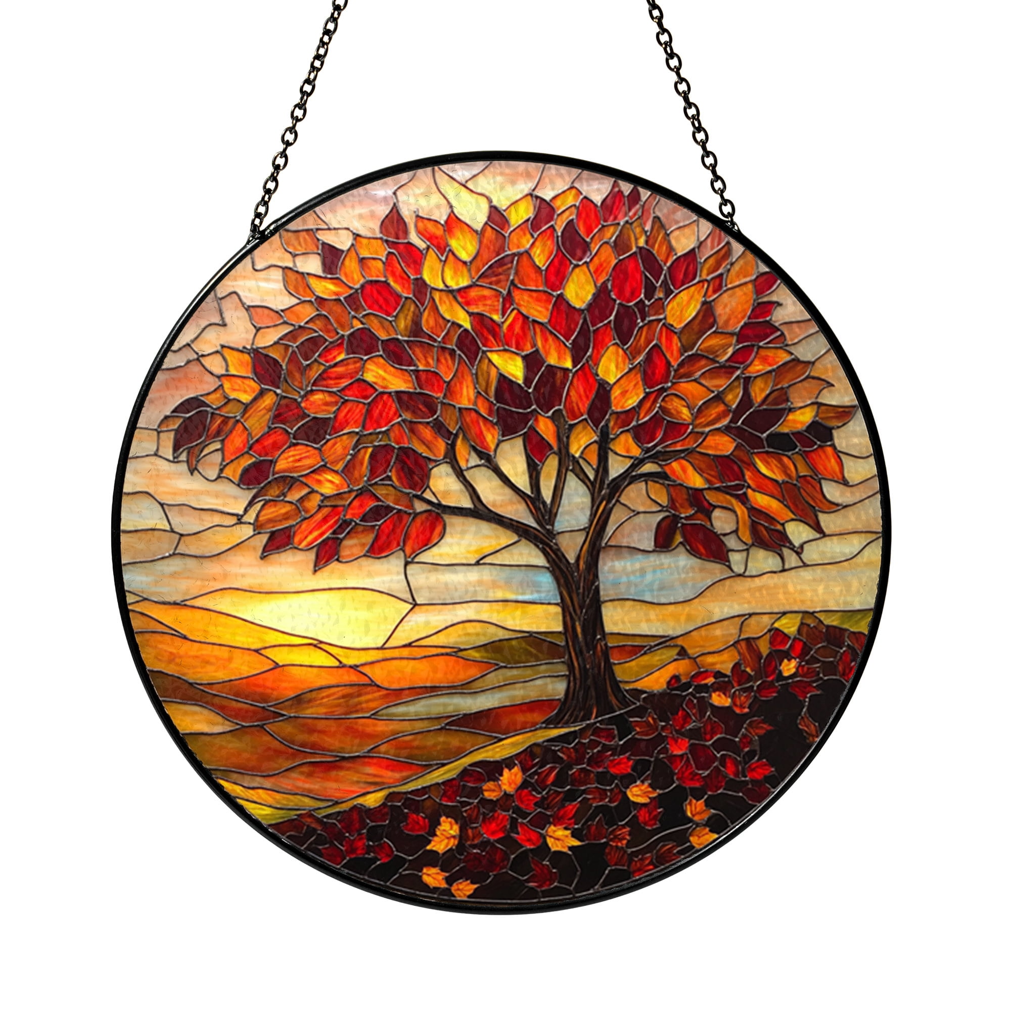 Autumn Stained Glass Suncatcher – Fall Leaf Window Hanging, Seasonal ...