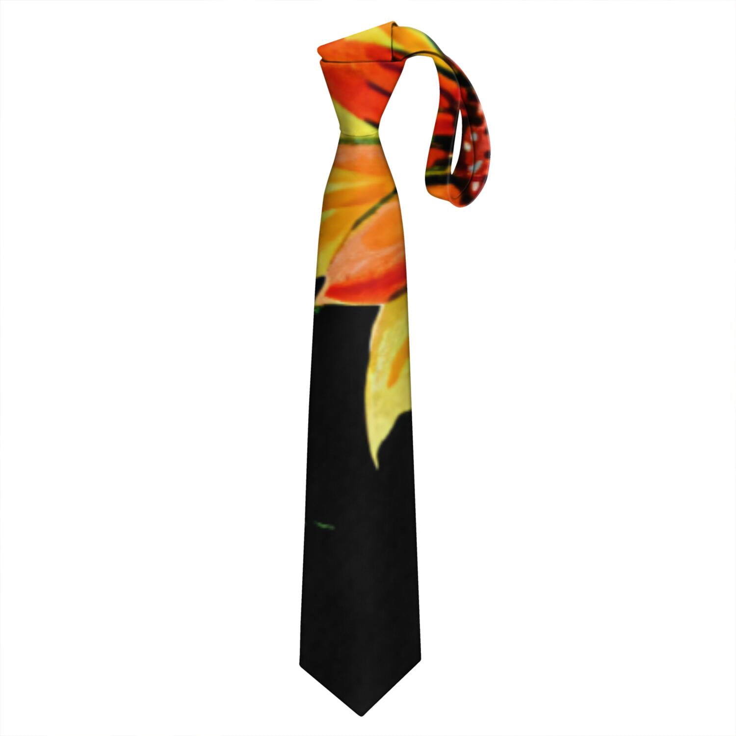 Autumn Sunflower Floral Necktie - Retro Vintage Formal Satin Tie for ...