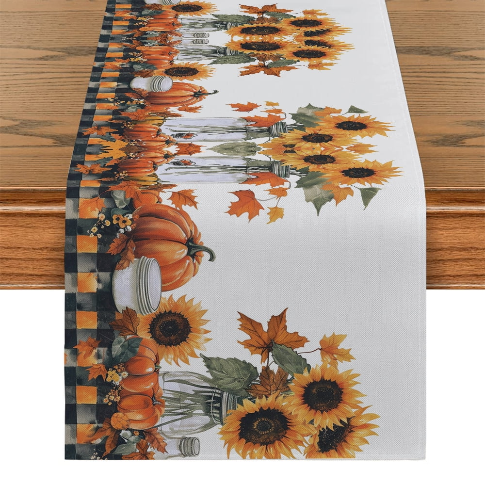 Autumn Sunflower Mason Table Runners Party Table r Farmhouse Dining ...
