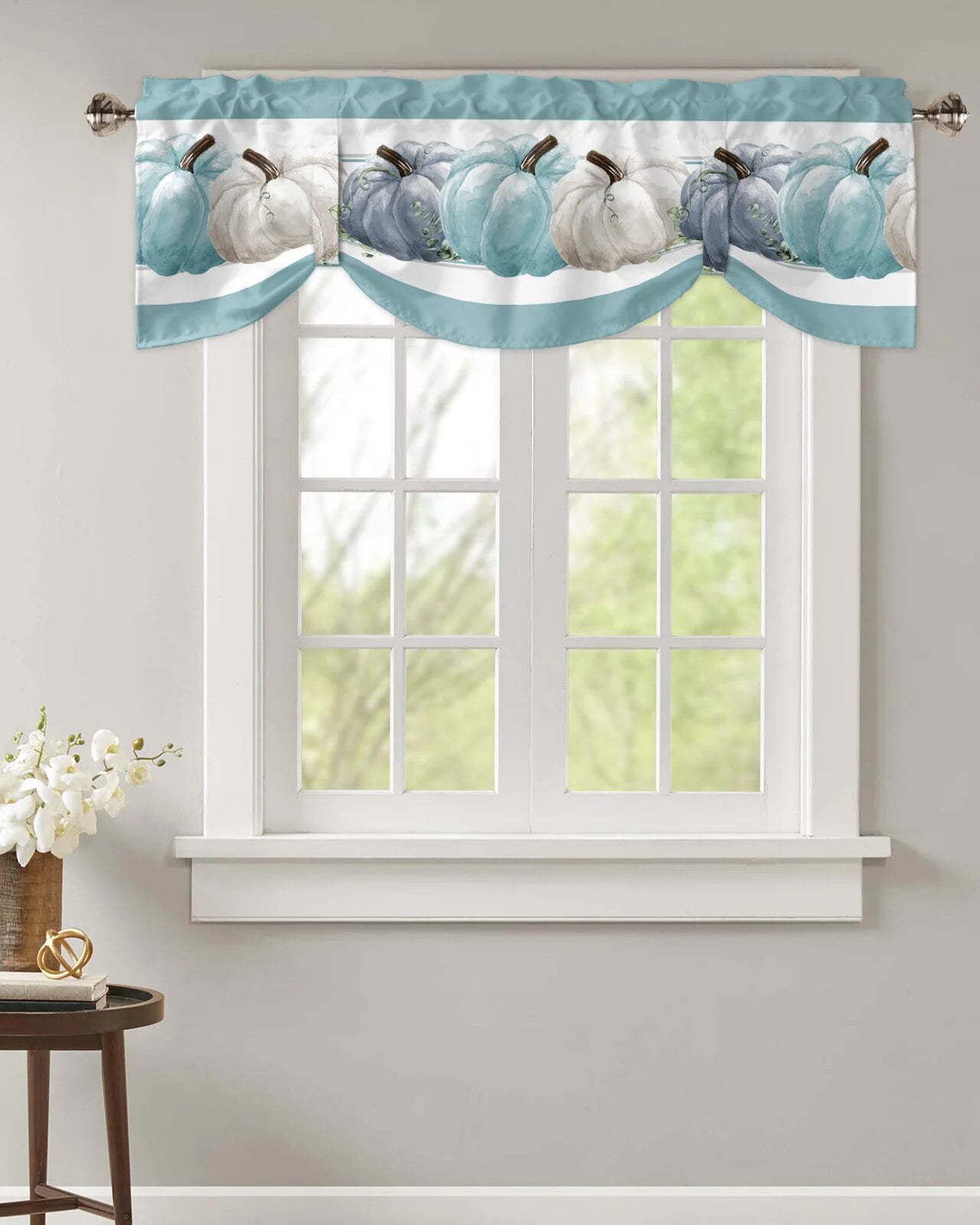 Autumn Sunflower Pumpkin Kitchen Valance Curtain Window Valance for ...