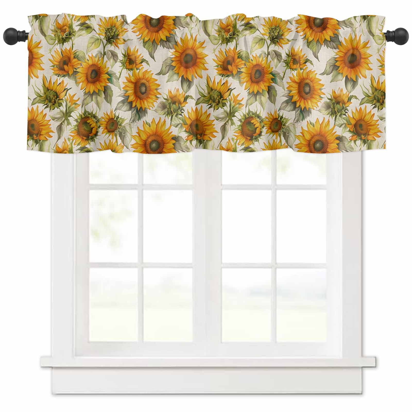 Autumn Sunflower Valances for Windows Farmhouse Kitchen Curtains ...
