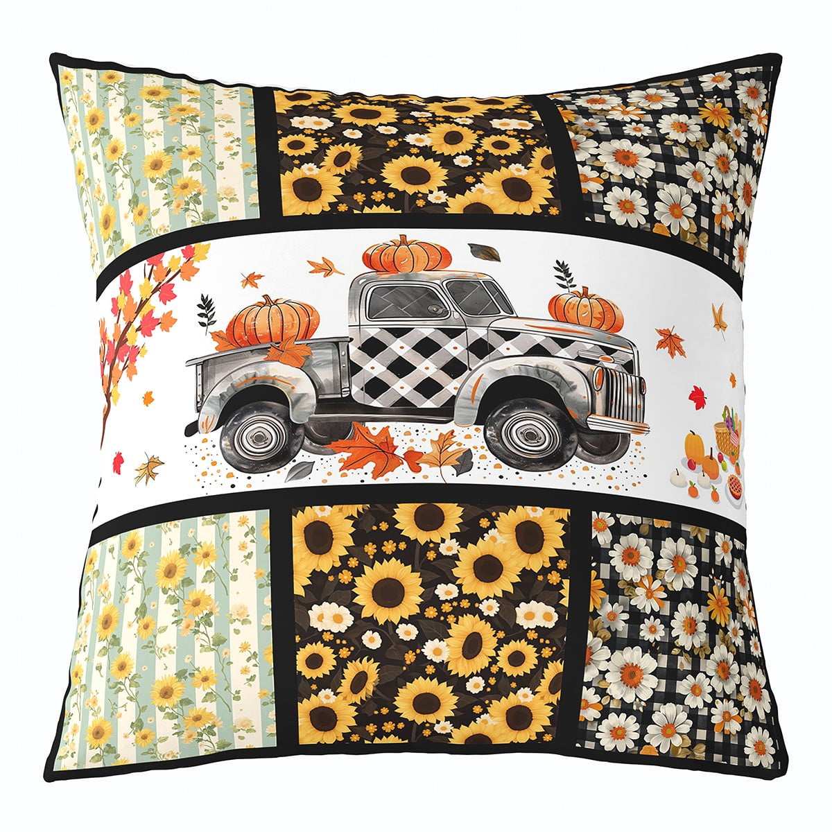 Autumn Sunflowers Throw Pillow Cover Country Rustic Flowers Square ...