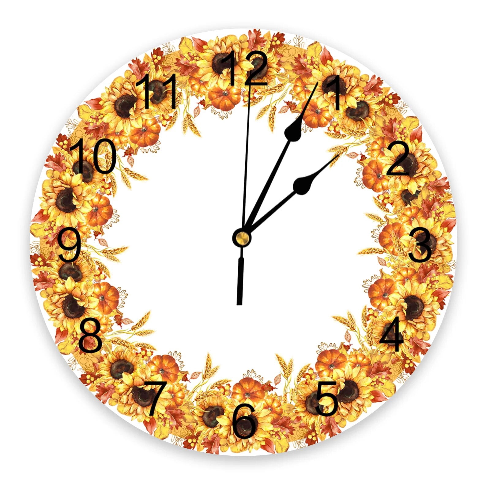 Autumn Sunflowers Wall Clock Large Modern Kitchen Dinning Round Wall ...