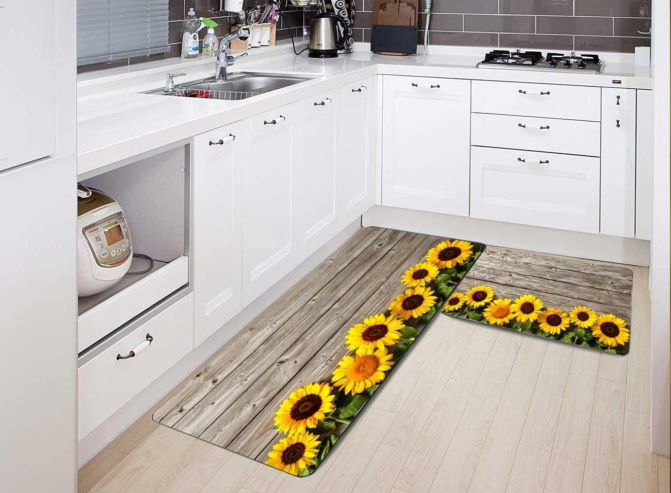 Autumn Sunflowers Wooden Kitchen Rugs and Mats Kitchen Mat for Floor ...