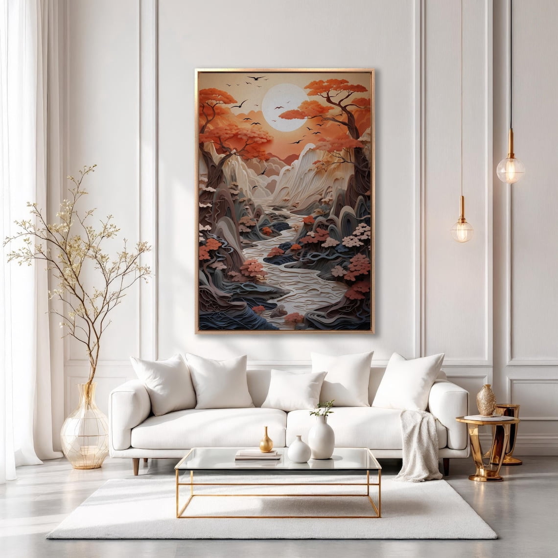 Autumn Sunset Serenity Wall Art Japanese Paper Quilling Art Poster ...