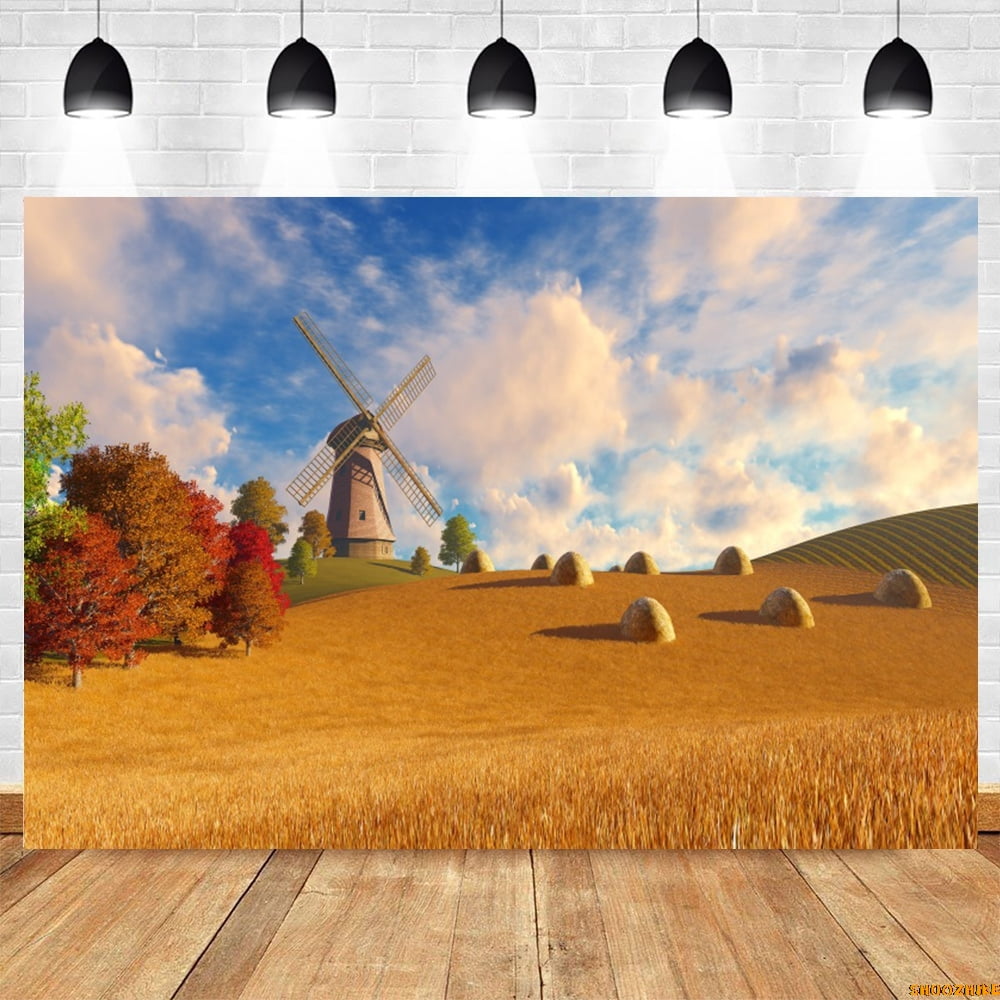 Autumn Sunshine Wheat Fields Backdrop for Photography Fall Farm Harvest ...