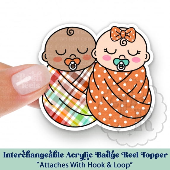 Autumn Swaddle Babies Interchangeable Acrylic Badge Reel Topper - Fall ...