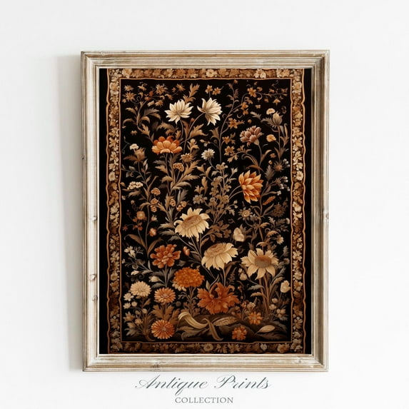 Autumn Tapestry Wall Art, Fall Textile Wall Art, Flowers Pattern Autumn ...