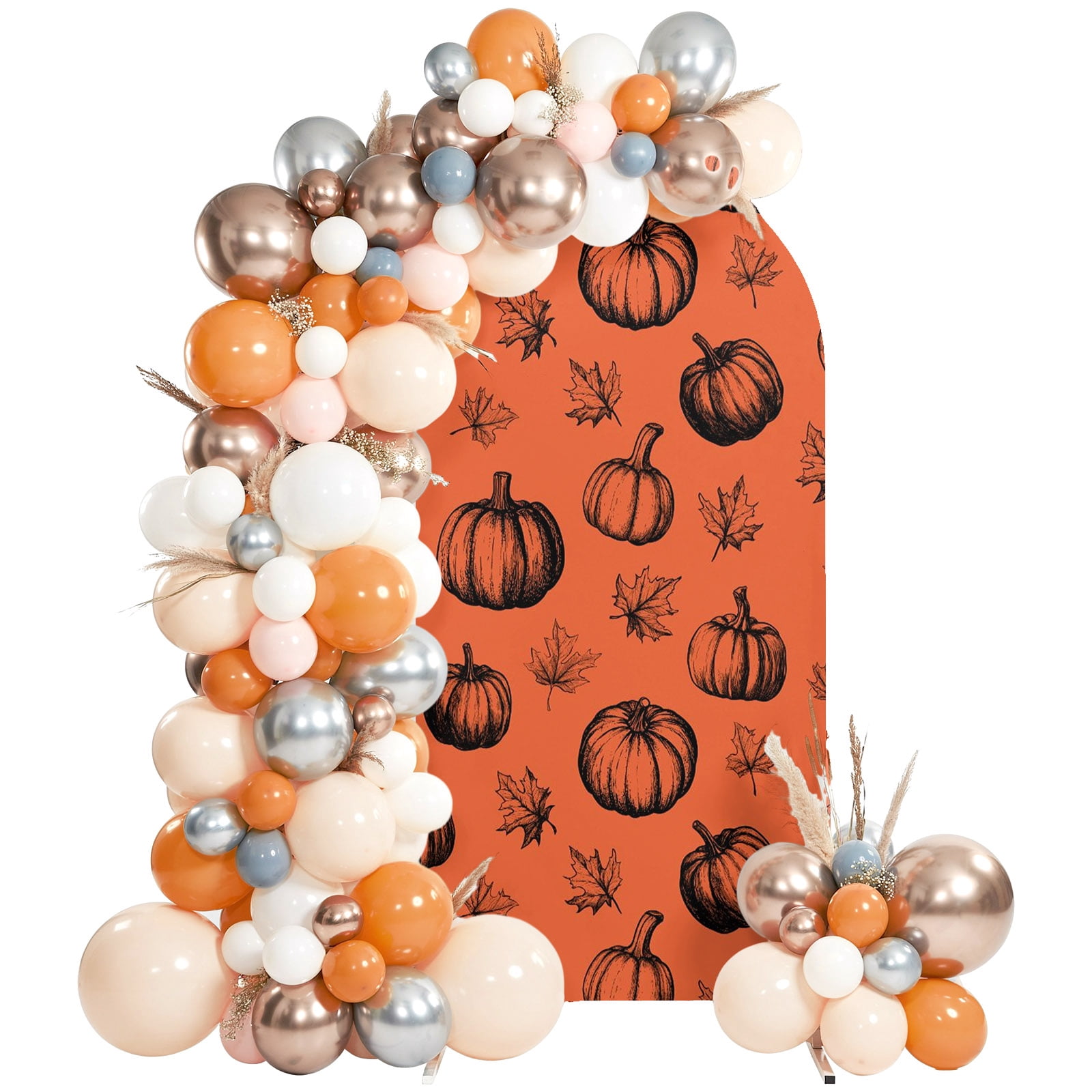 Autumn Thanksgiving Arch Backdrop Cover 4 FT, Pumpkin Maple Leaf Orange ...
