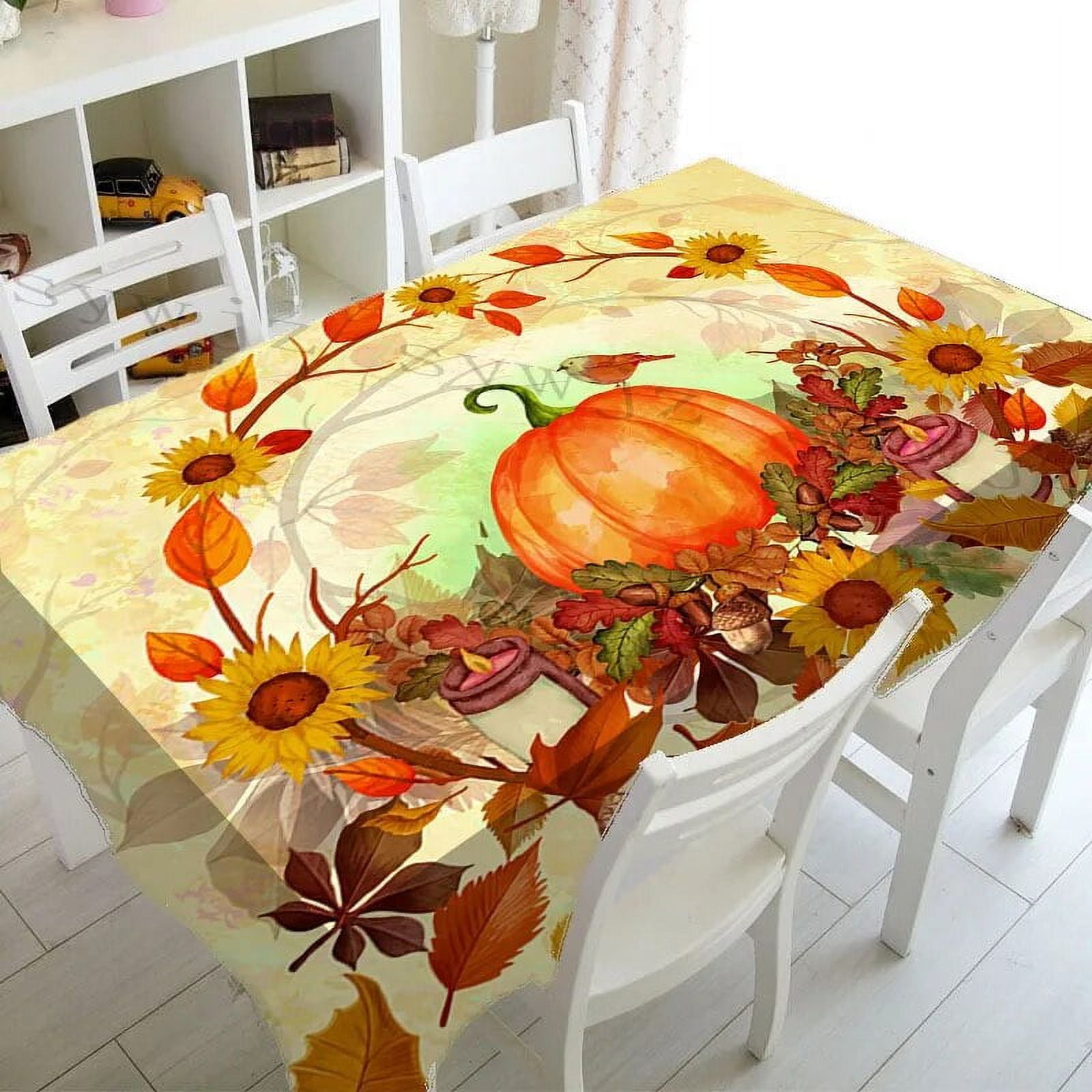 Autumn Thanksgiving Decor Tablecloth Rectangle Tablecloth Washable ...