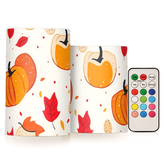 Autumn Thanksgiving Elements Flameless LED Candle Set with Remote ...