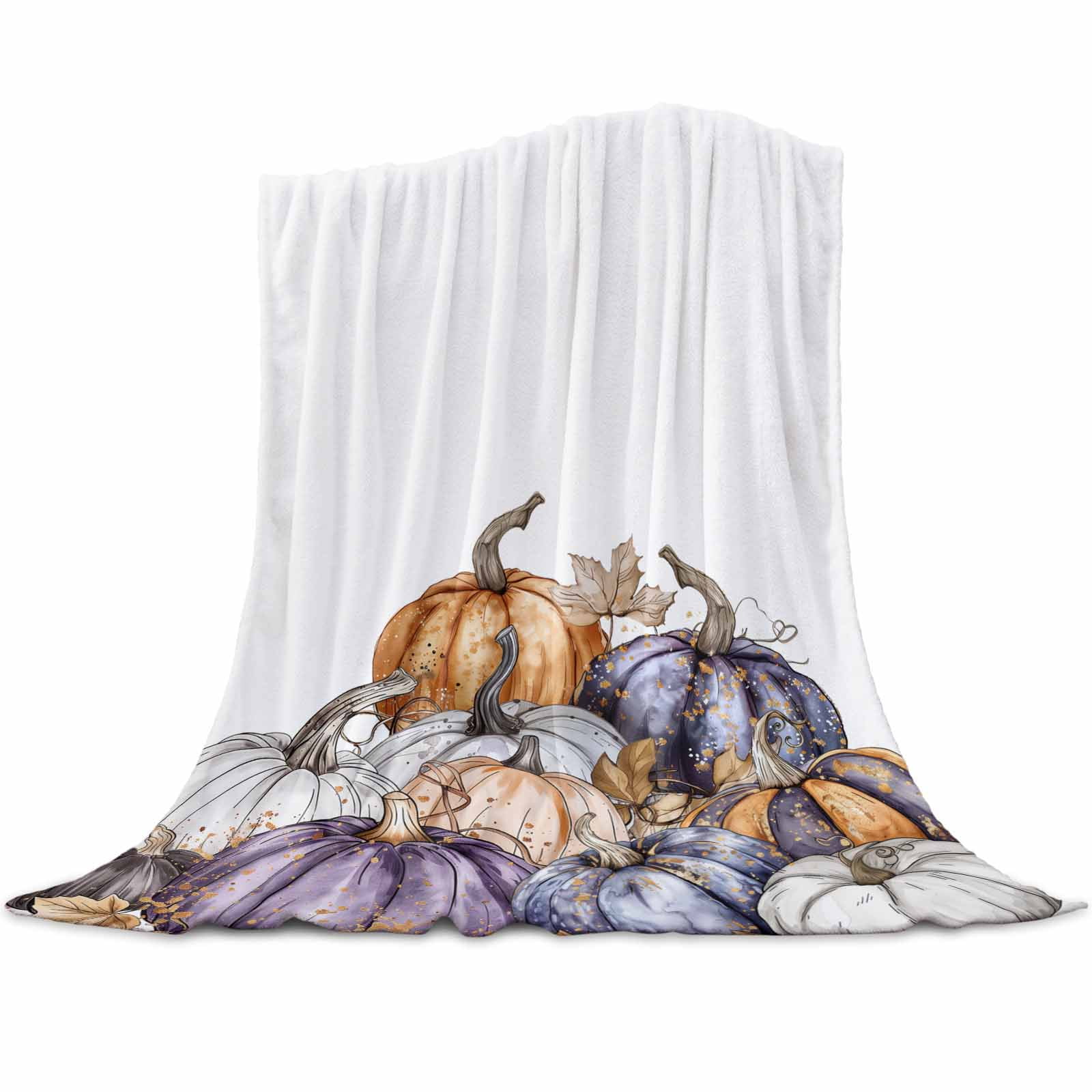 Autumn Thanksgiving Flannel Blanket for Bed,Travel and Camping, Pumpkin ...