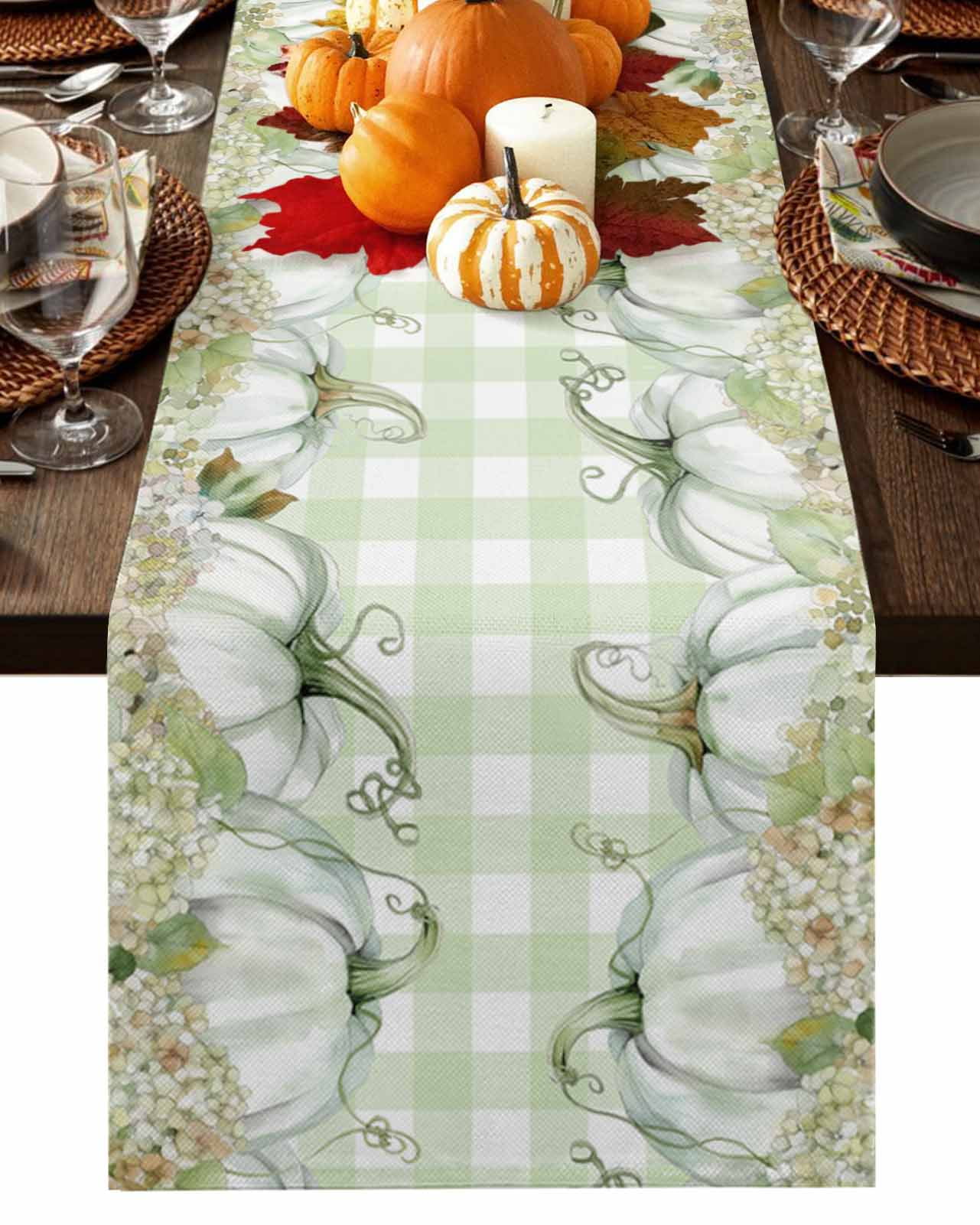 Autumn Thanksgiving Floral Pumpkin Table Runner-36 Inch Long Fall Plant ...
