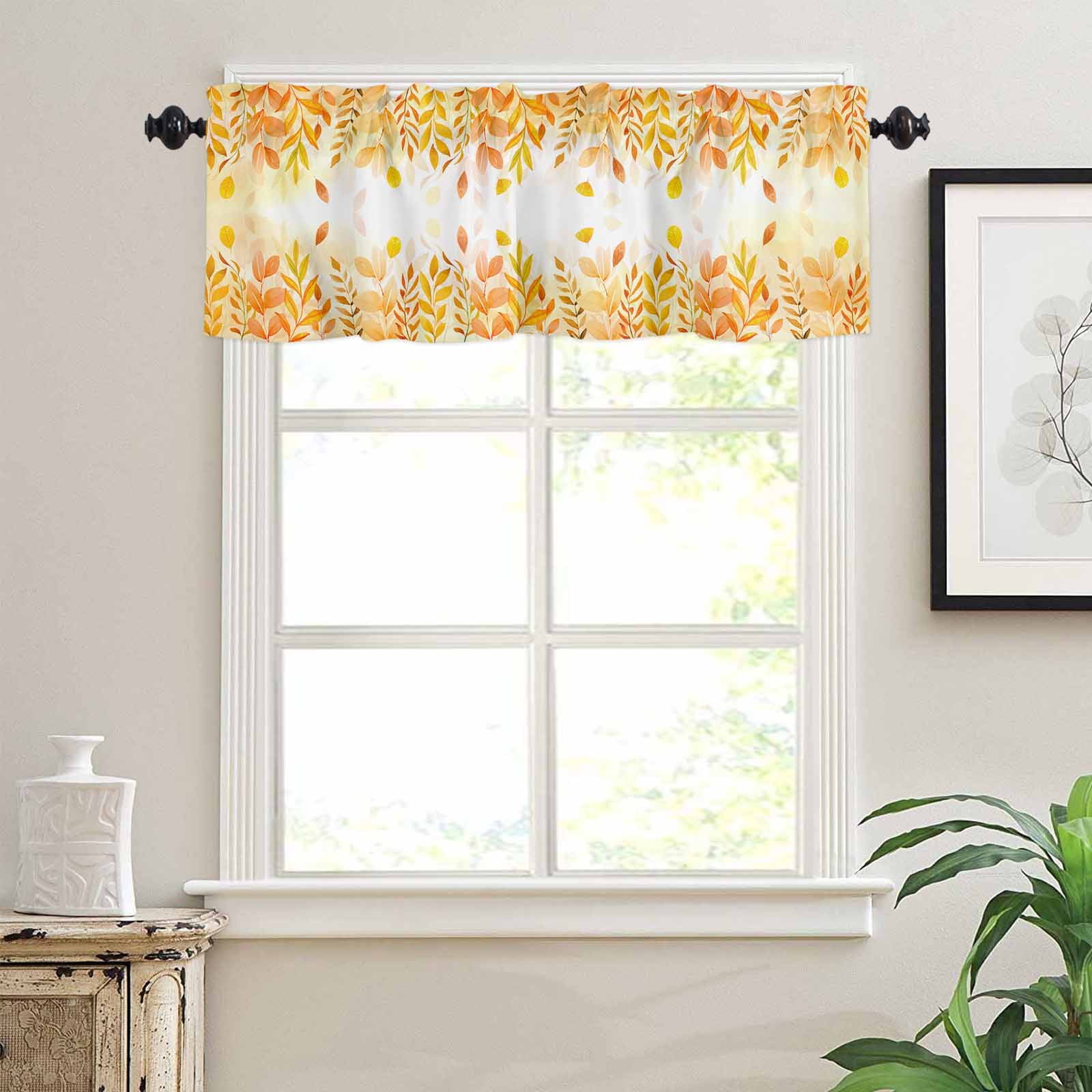 Autumn Thanksgiving Ginkgo Leaves Window Valances for Kitchen,Rod ...