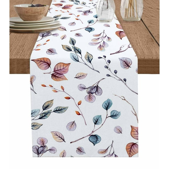 Autumn Thanksgiving Leaf Plants Grain Table Runner ration Home r Dinner ...