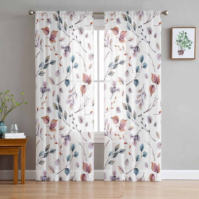 Autumn Thanksgiving Leaf Plants Sheer Curtains for Living Room Bedroom ...