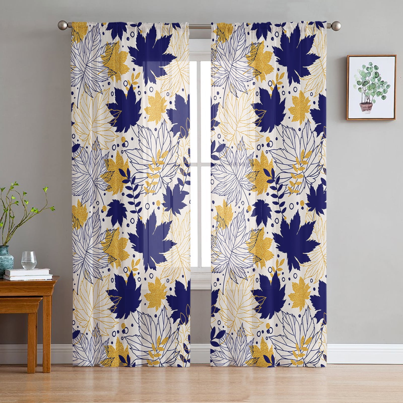 Autumn Thanksgiving Maple Leaf Sheer Tulle Home ration Living Room ...