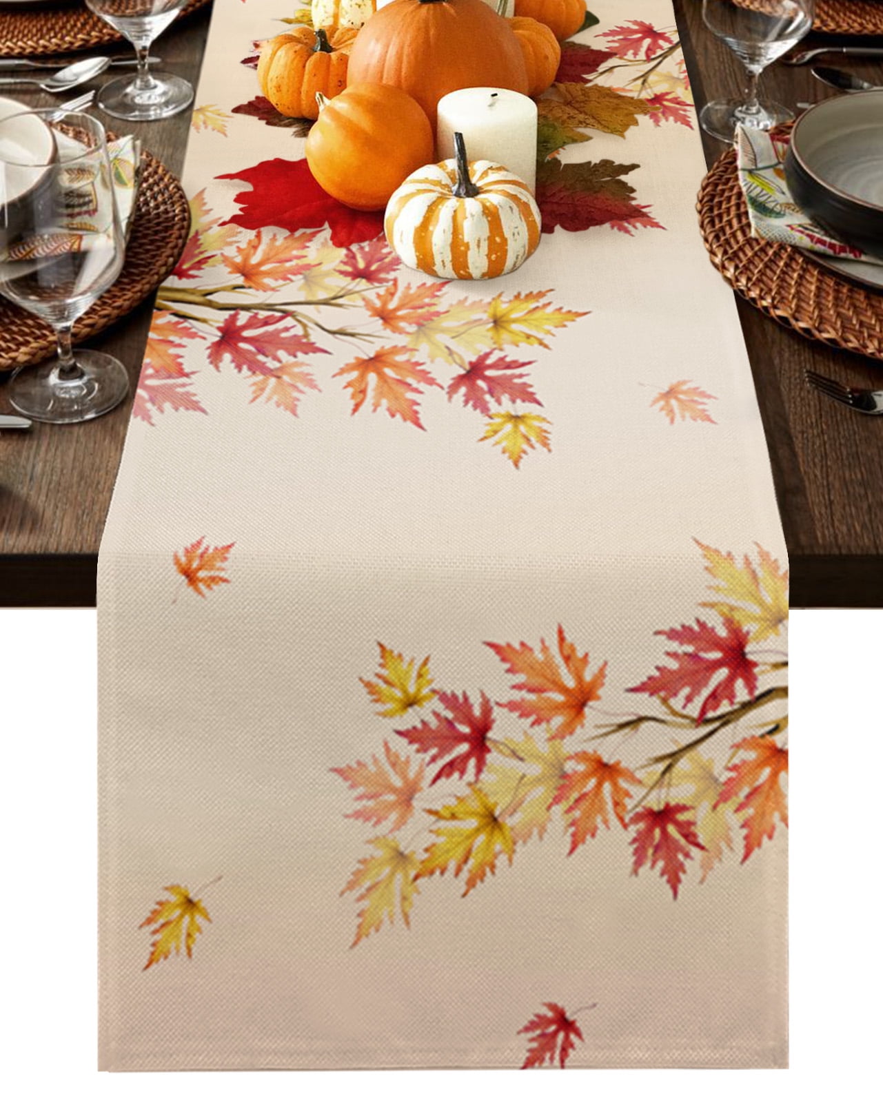Autumn Thanksgiving Maple Leaf Table Runner Home Wedding Table Flag Mat ...
