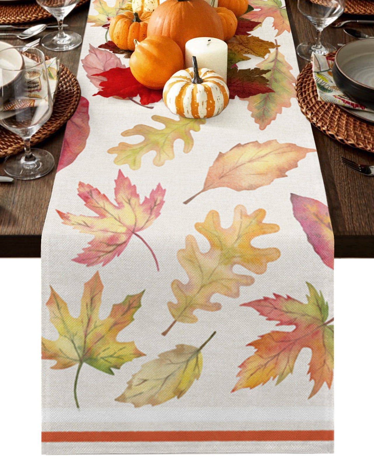 Autumn Thanksgiving Maple Leaf Table Runner Home Wedding Table Flag Mat Table Centerpieces ...