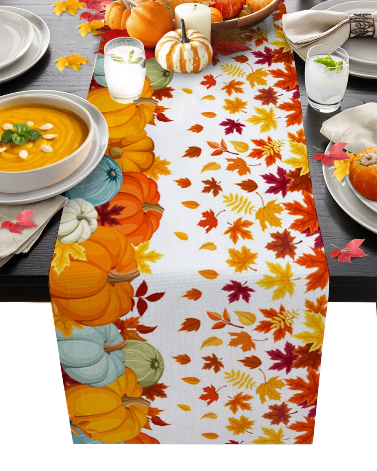 Autumn Thanksgiving Maple Leaf Table Runner Home Wedding Table Flag Mat ...