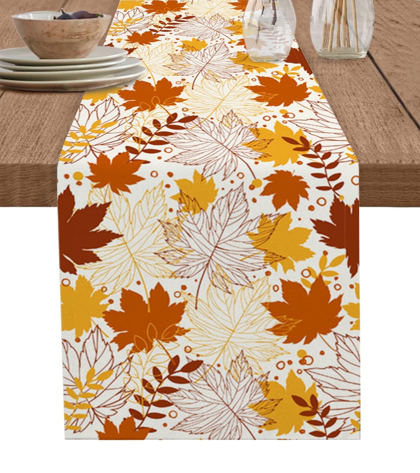 Autumn Thanksgiving Maple Leaf Table Runner Home Wedding Table Flag Mat ...
