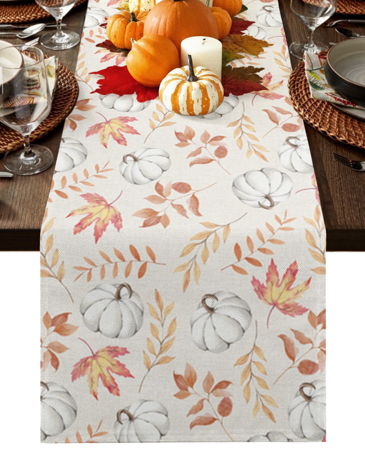 Autumn Thanksgiving Maple Leaf Table Runner Home Wedding Table Flag Mat ...