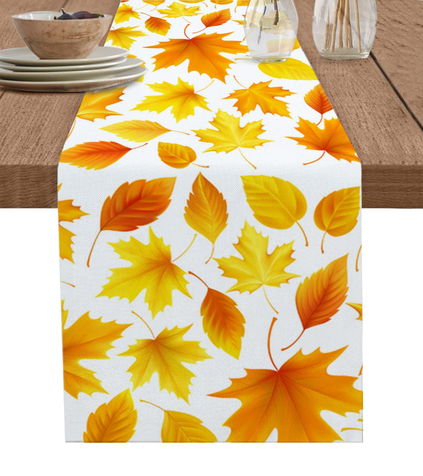 Autumn Thanksgiving Maple Leaf Table Runner Home Wedding Table Flag Mat ...