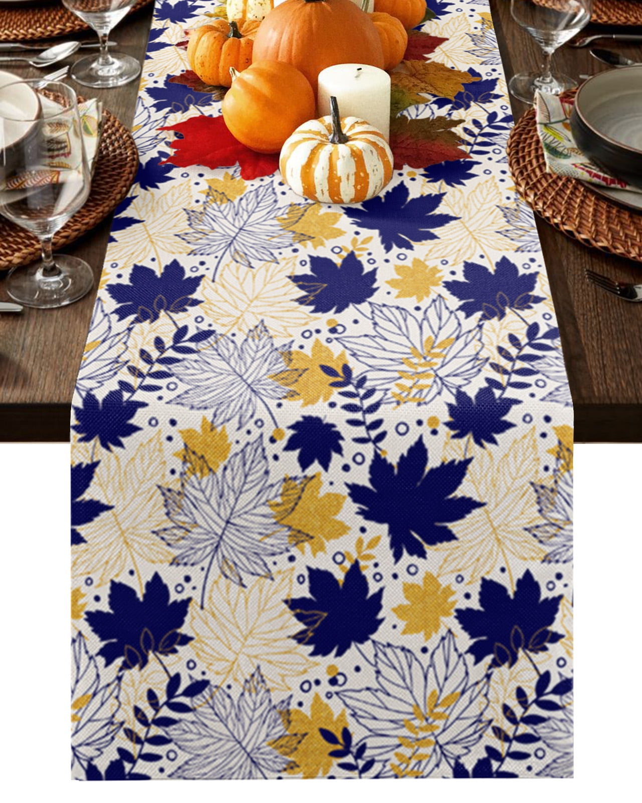 Autumn Thanksgiving Maple Leaf Table Runner Home Wedding Table Flag Mat Table Centerpieces ...