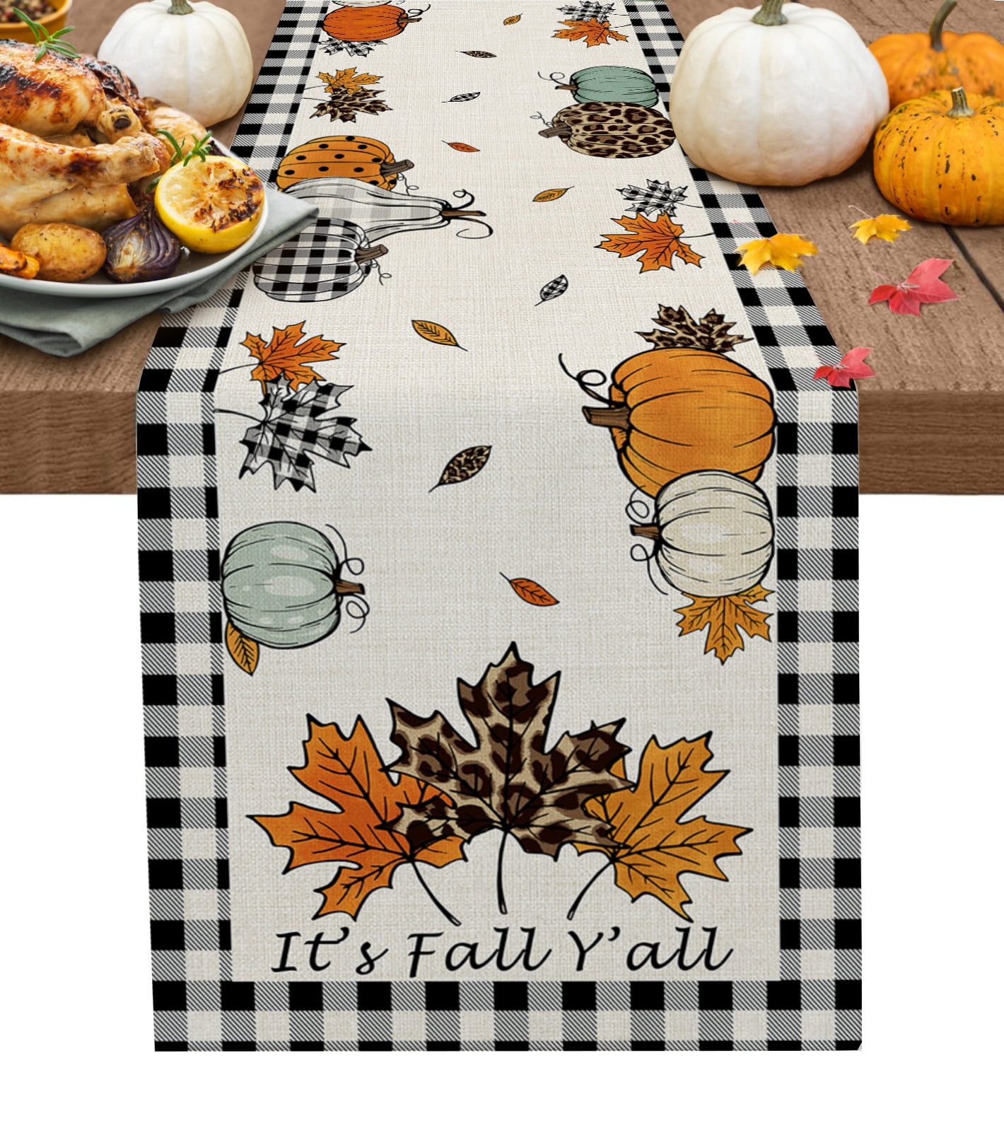 Autumn Thanksgiving Maple Leaf Table Runner Home Wedding Table Flag Mat ...
