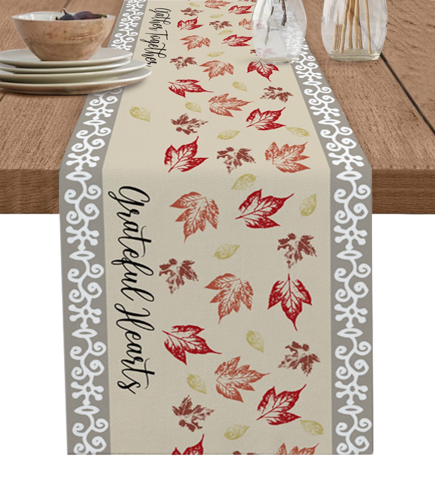 Autumn Thanksgiving Maple Leaf Table Runner Home Wedding Table Flag Mat ...