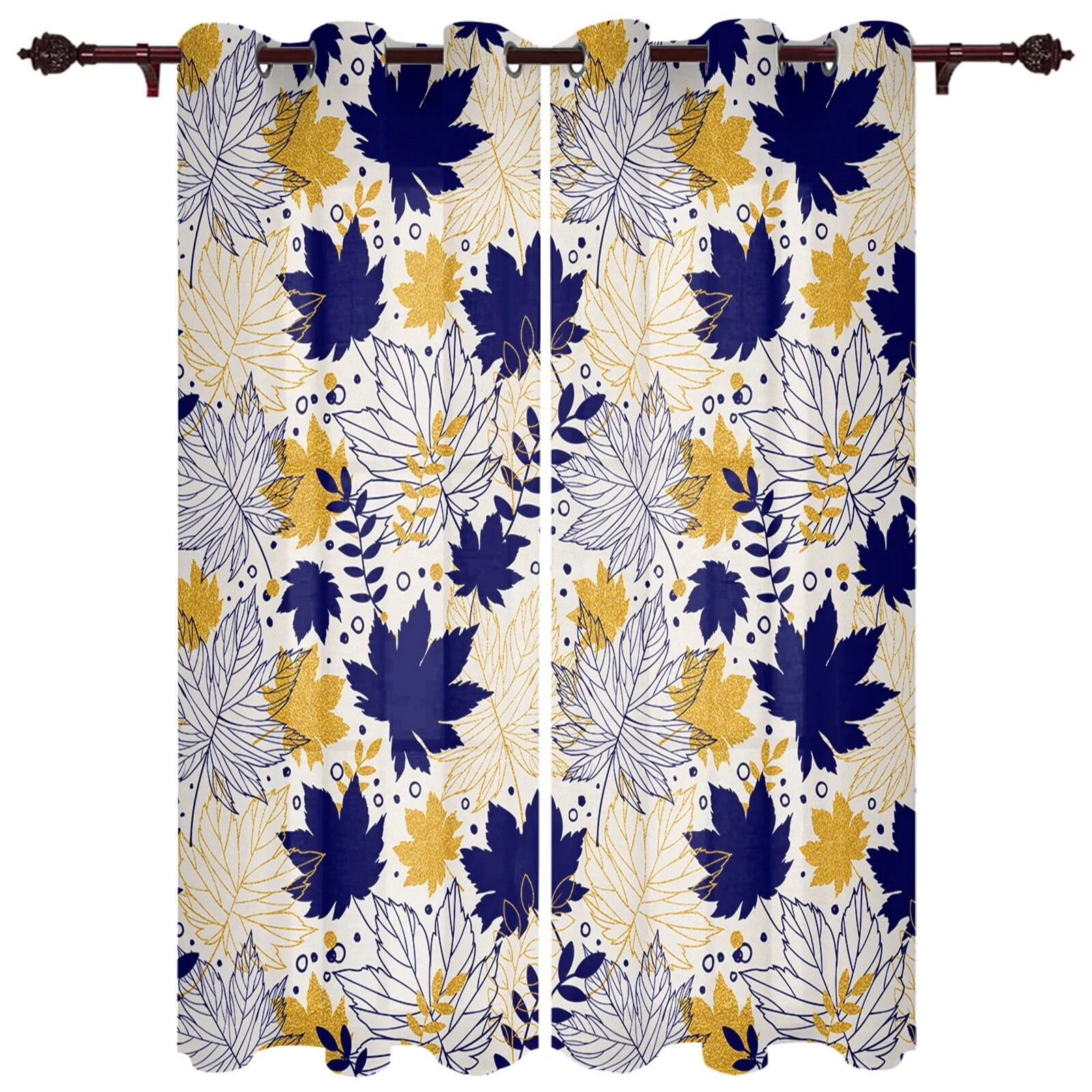 Autumn Thanksgiving Maple Leaf Texture Curtains for Bedroom Living Room ...