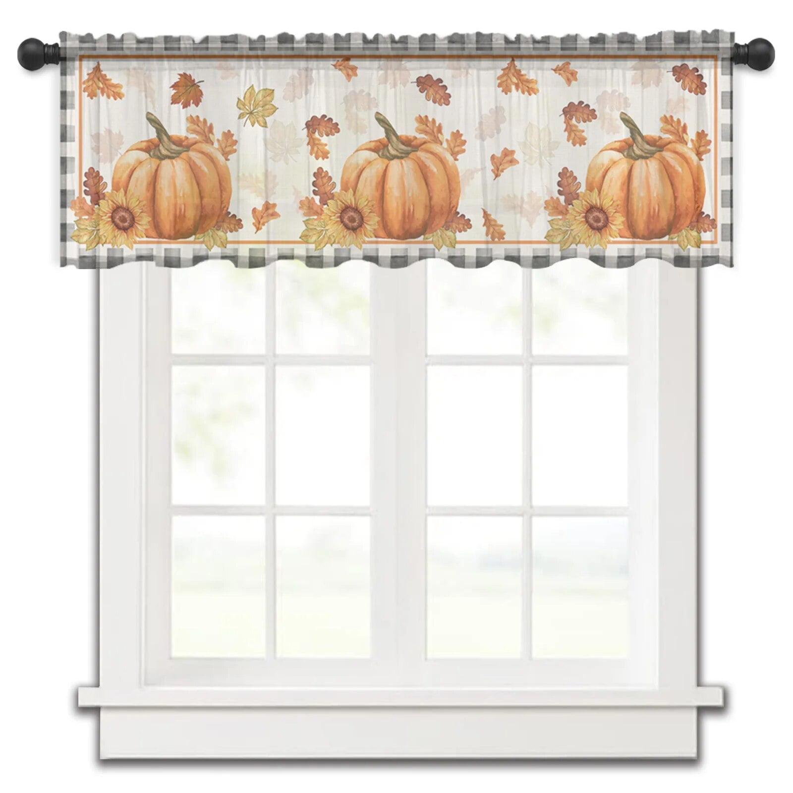 Autumn Thanksgiving Maple Leaf Texture Short Curtain Half-Curtain For ...