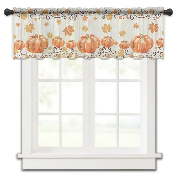 Autumn Thanksgiving Maple Leaf Texture Short Curtain Half-Curtain For ...