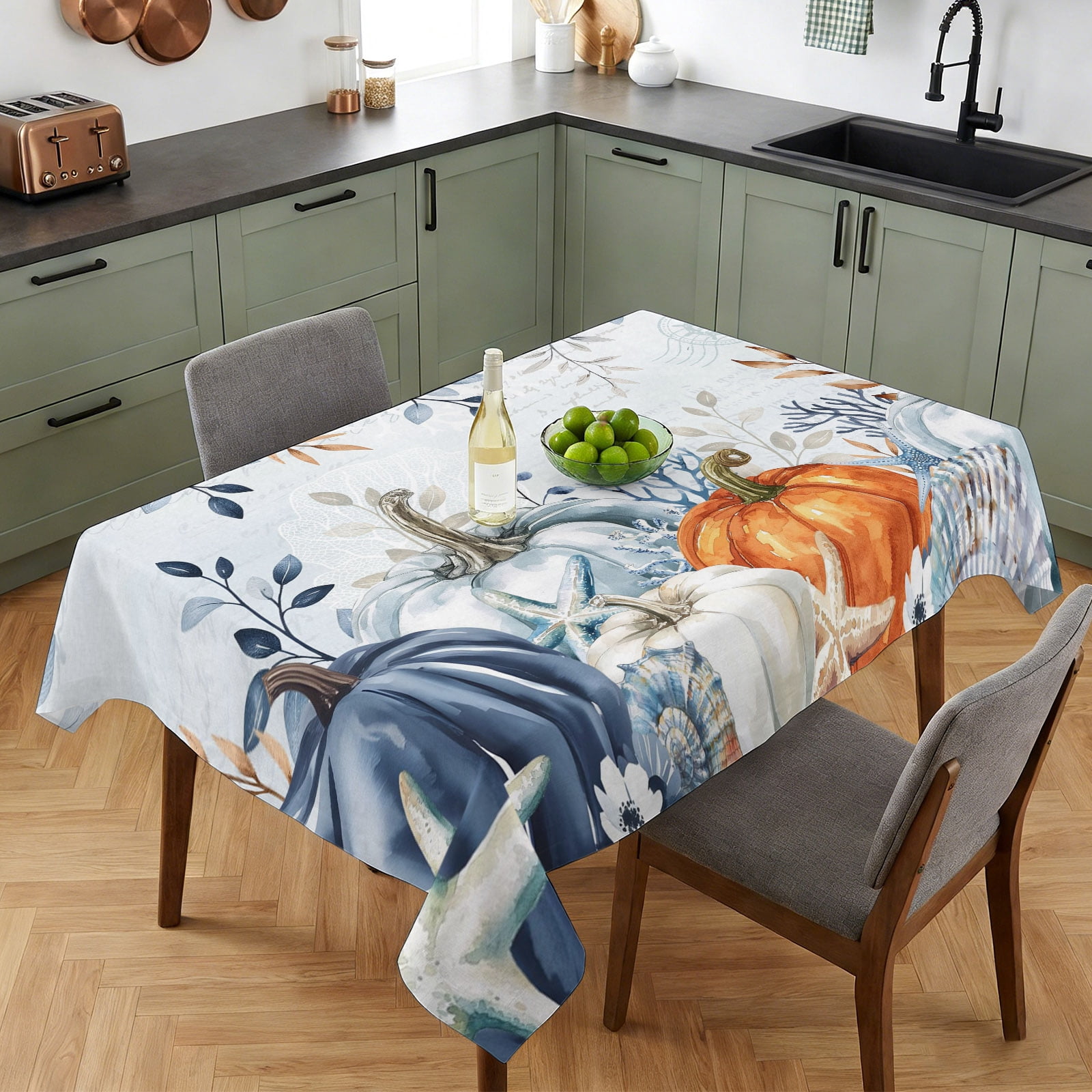 Autumn Thanksgiving Pumpkin Starfish Table Cloth 52x70in, Waterproof ...