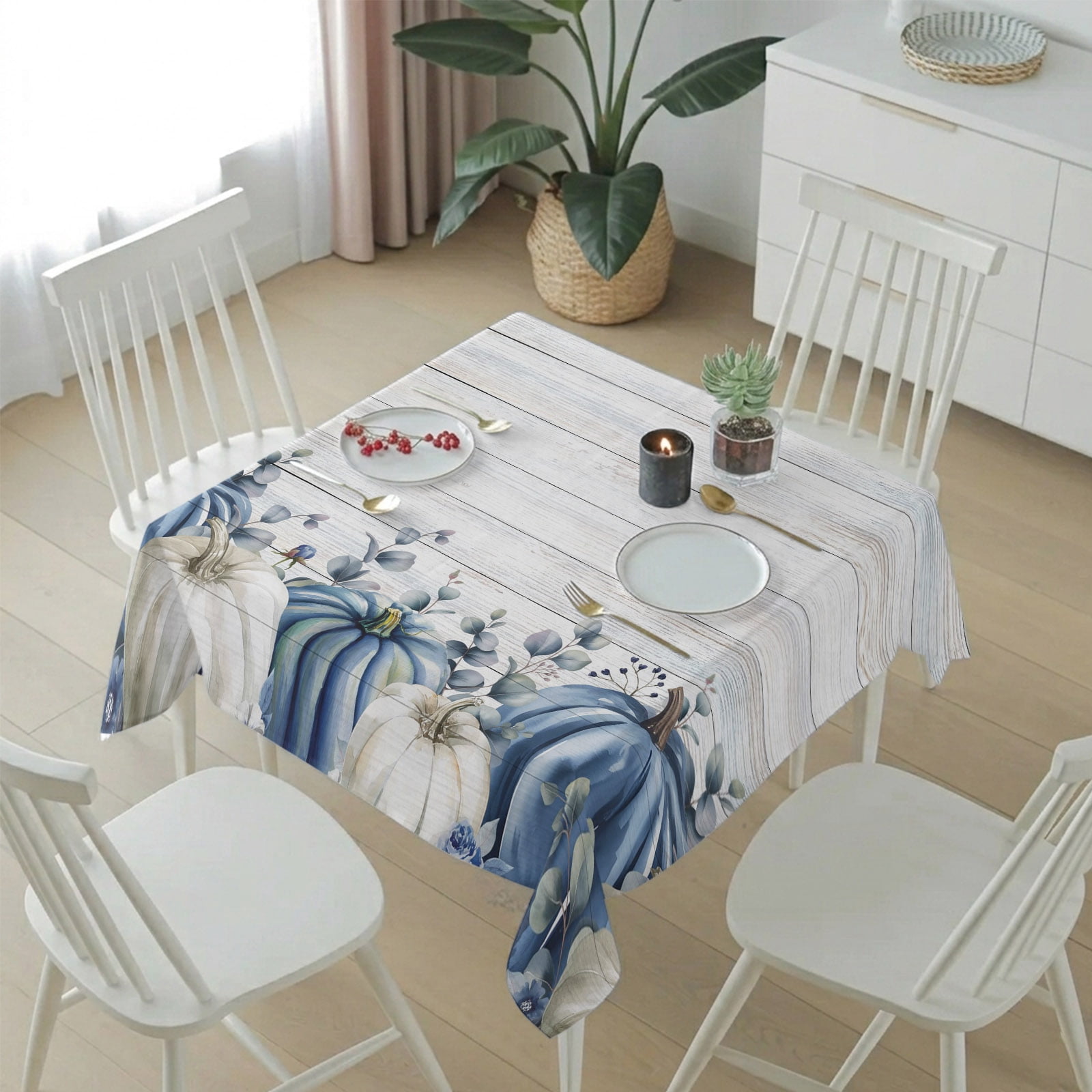 Autumn Thanksgiving Pumpkin Table Cloth 54x54in, Waterproof Square ...